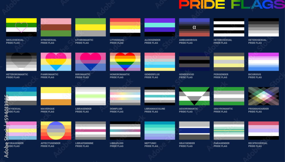LGBT sexual identity pride flags gender collection. Flag of gay ...