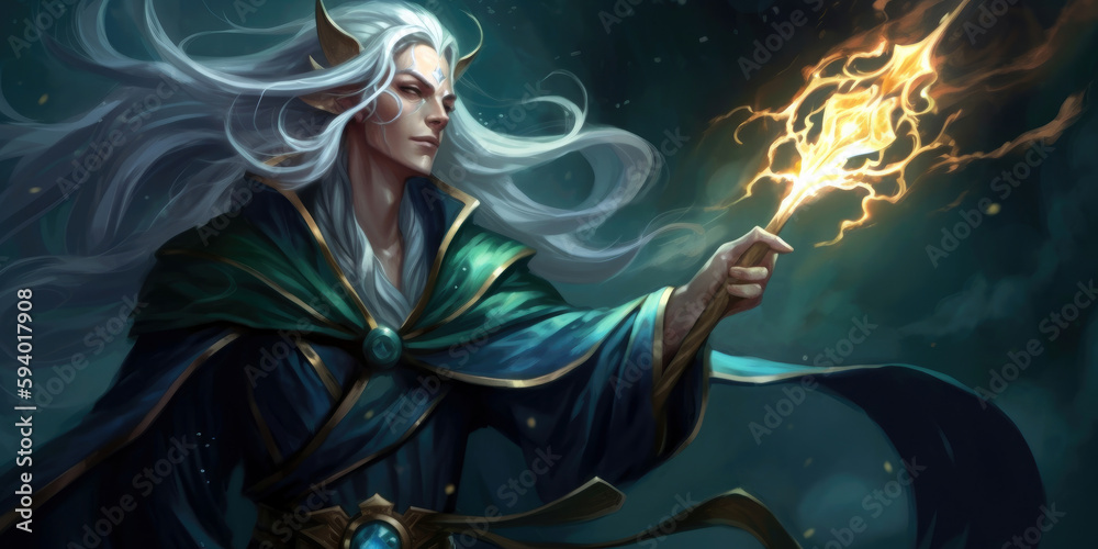 fantasy regal elf wizard, dnd character concept, generative ai Stock ...