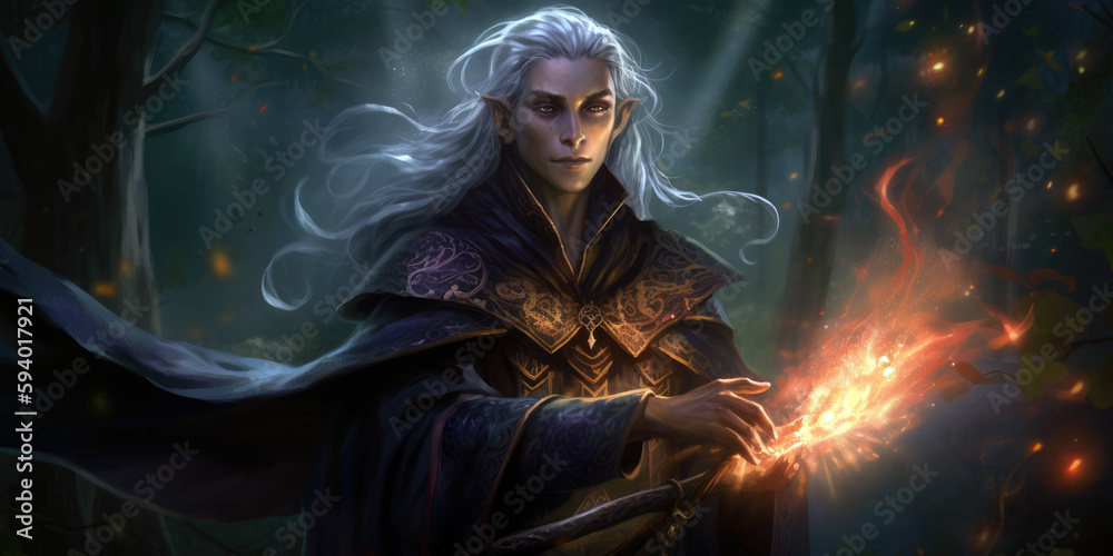 fantasy regal elf wizard, dnd character concept, generative ai Stock ...