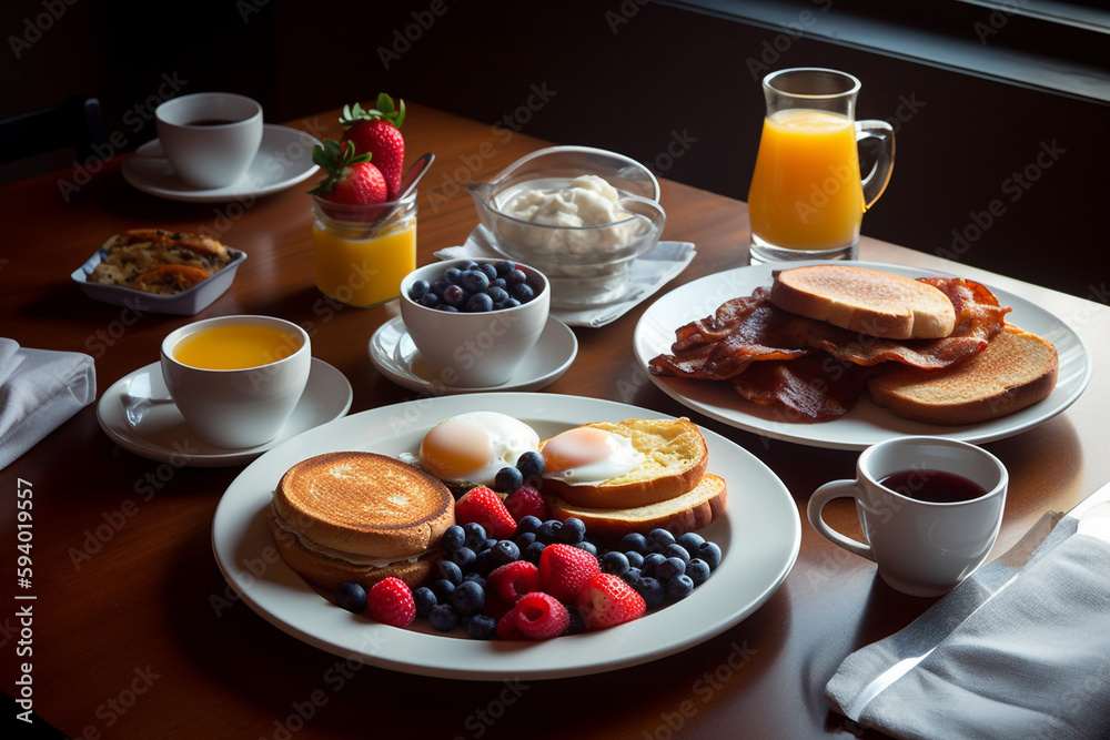 American breakfast food menu. AI generated. Stock Illustration | Adobe ...