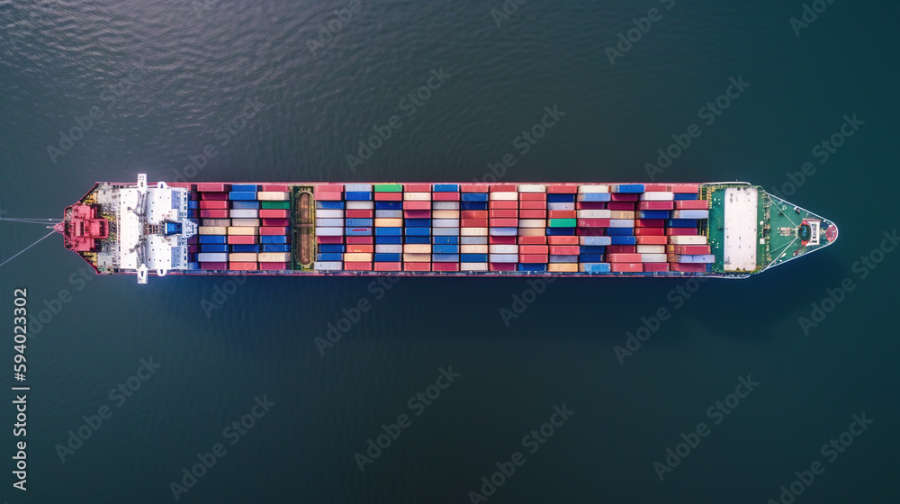 Aerial top view container ship global business logistic transportation ...