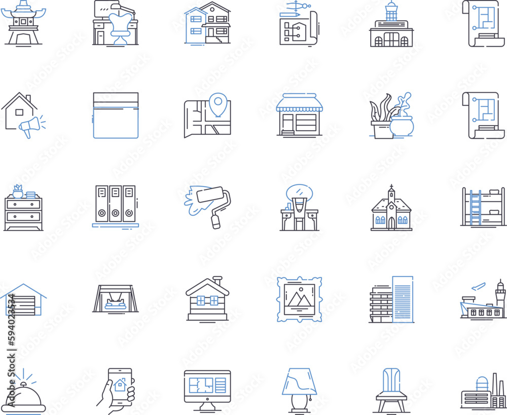 Building and structure line icons collection. Architecture ...