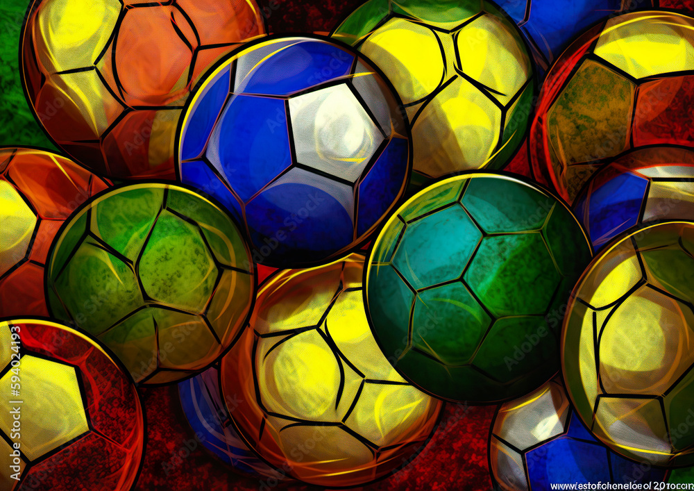 Abstract representation of ball games.Shapes and colours, background or ...