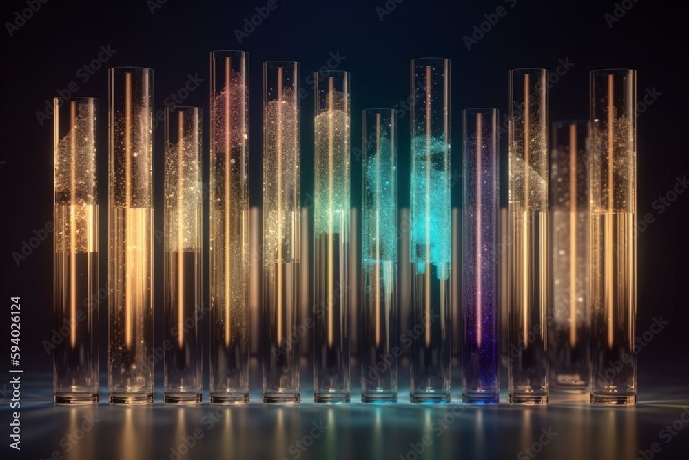 Many chemical test tubes with chemical reaction insid, concept of Test ...