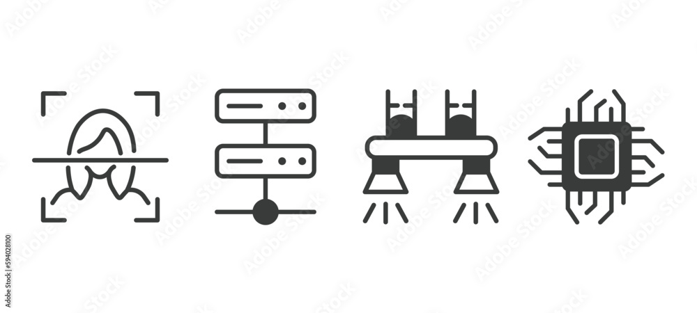 set of ai and future technology filled icons. ai and future technology ...