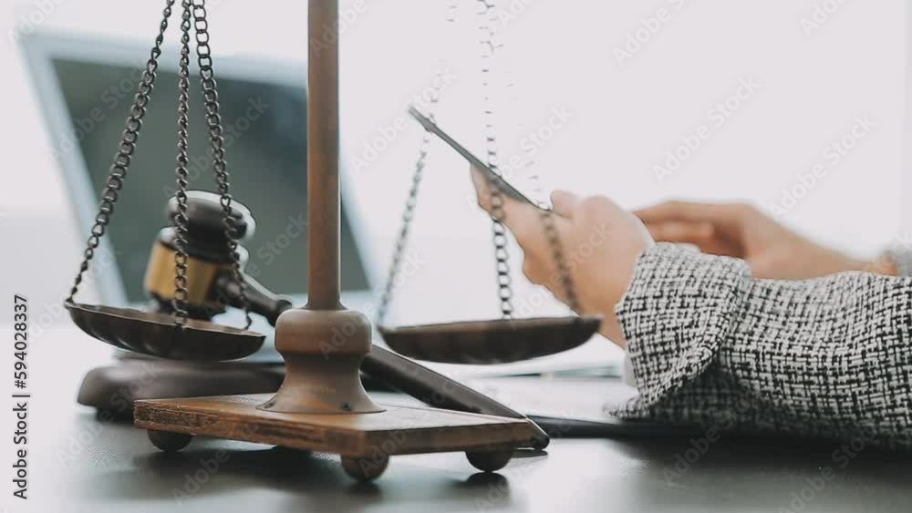 Justice and law concept.Male judge in a courtroom with the gavel ...