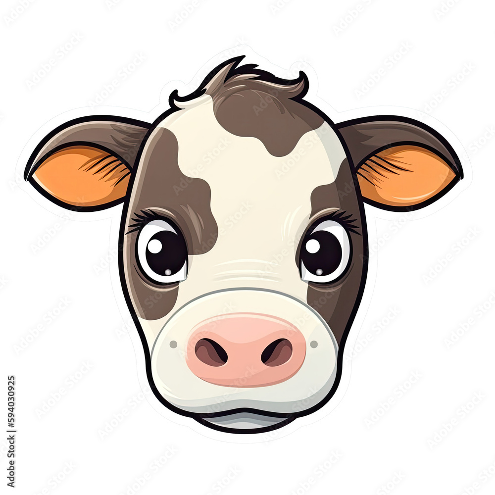 Baby Cow Face Sticker On Isolated Transparent Background, Png, Logo ...