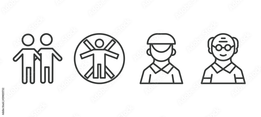 set of people and relation thin line icons. people and relation outline ...