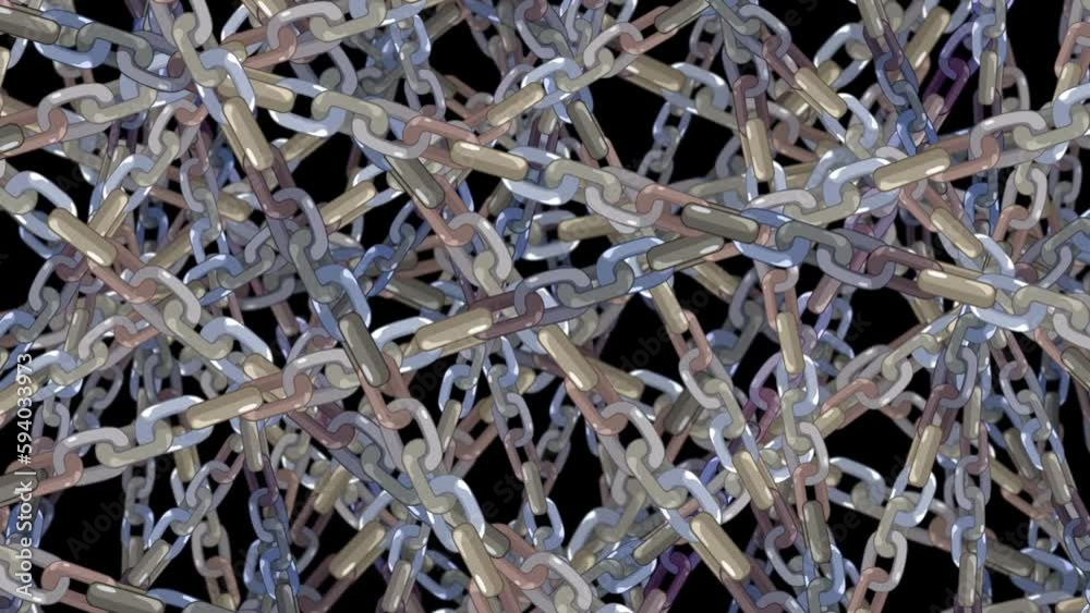Animated chains. A lot of chains animated on alpha channel background ...