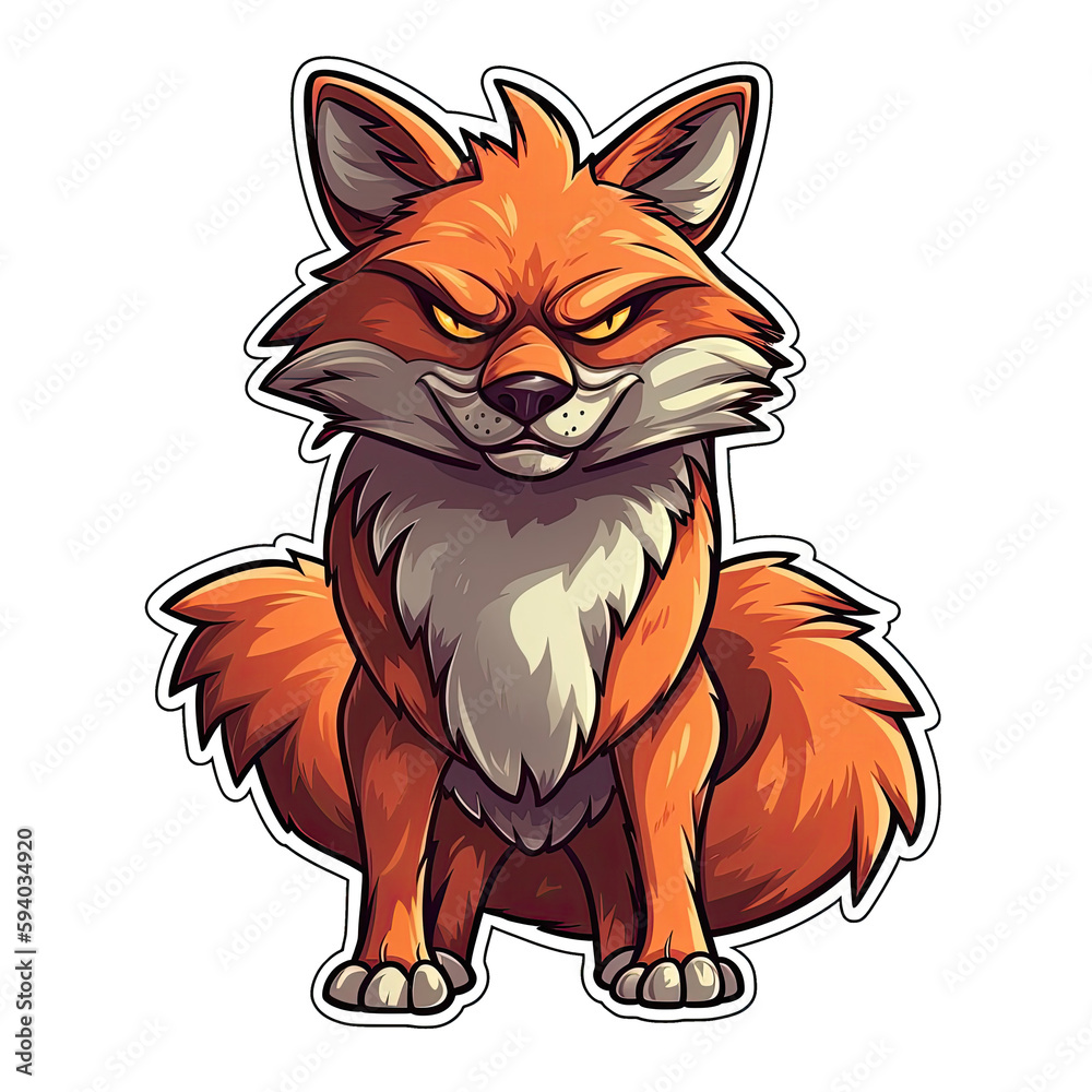 Angry Fox Sticker On Isolated Transparent Background, Png, Logo ...