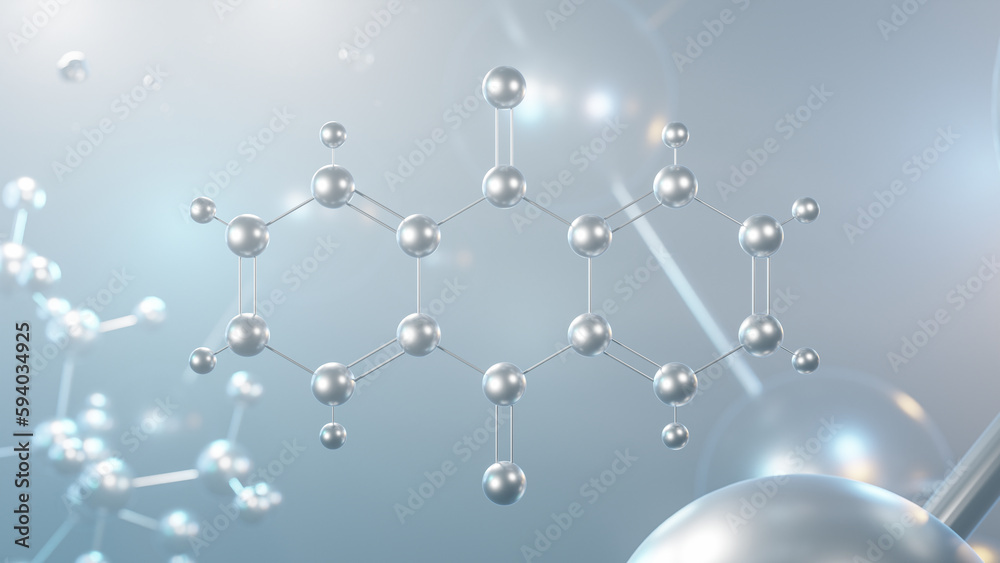 Photo & Art Print anthraquinone molecular structure, 3d model molecule ...