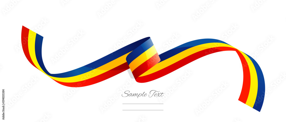 Romanian flag ribbon vector illustration. Romania flag ribbon on ...