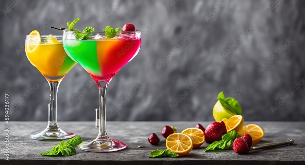 traffic light cocktails with beautiful decoration. AI generation. Stock ...