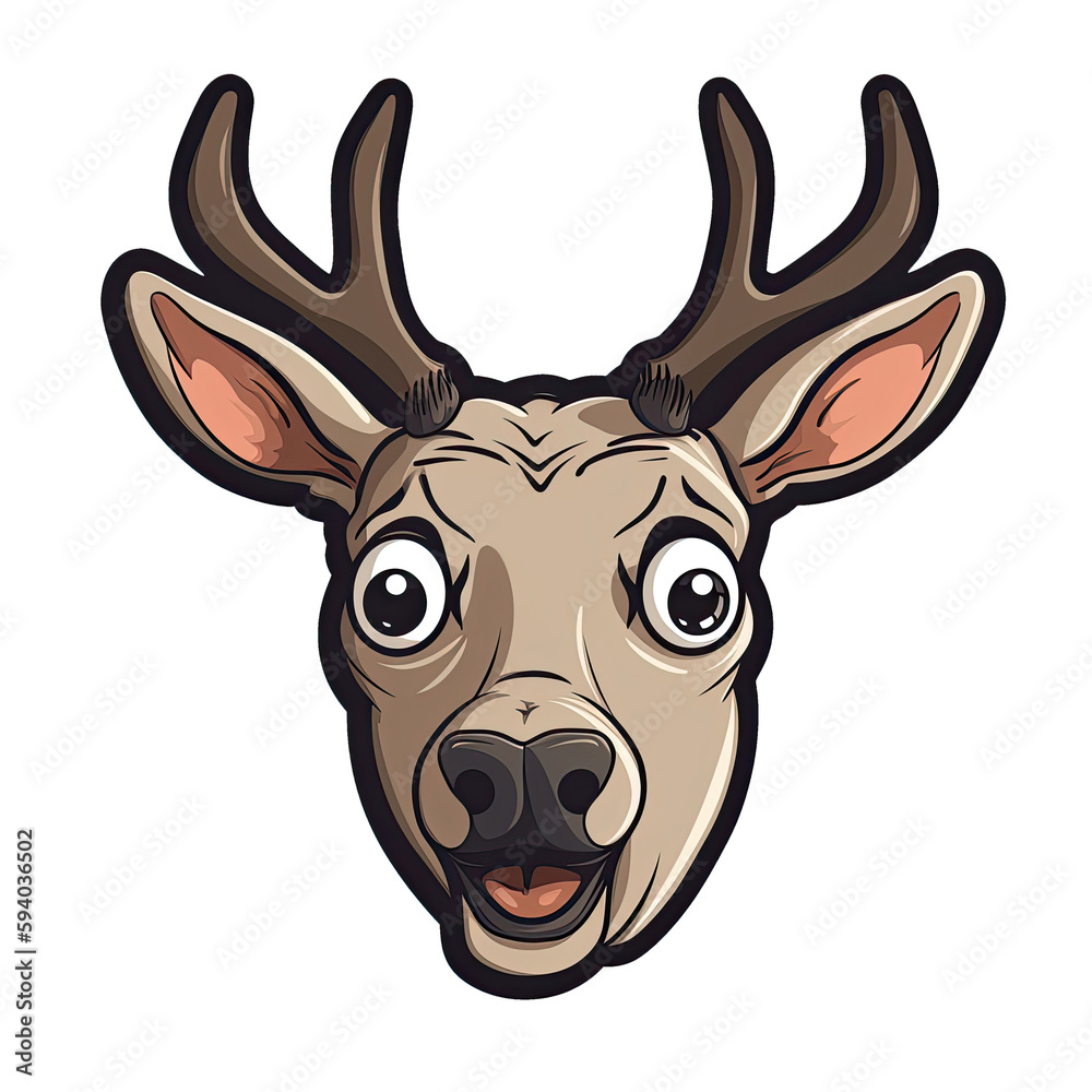 Scared Deer Face Sticker On Isolated Tansparent Background, Png, Logo ...