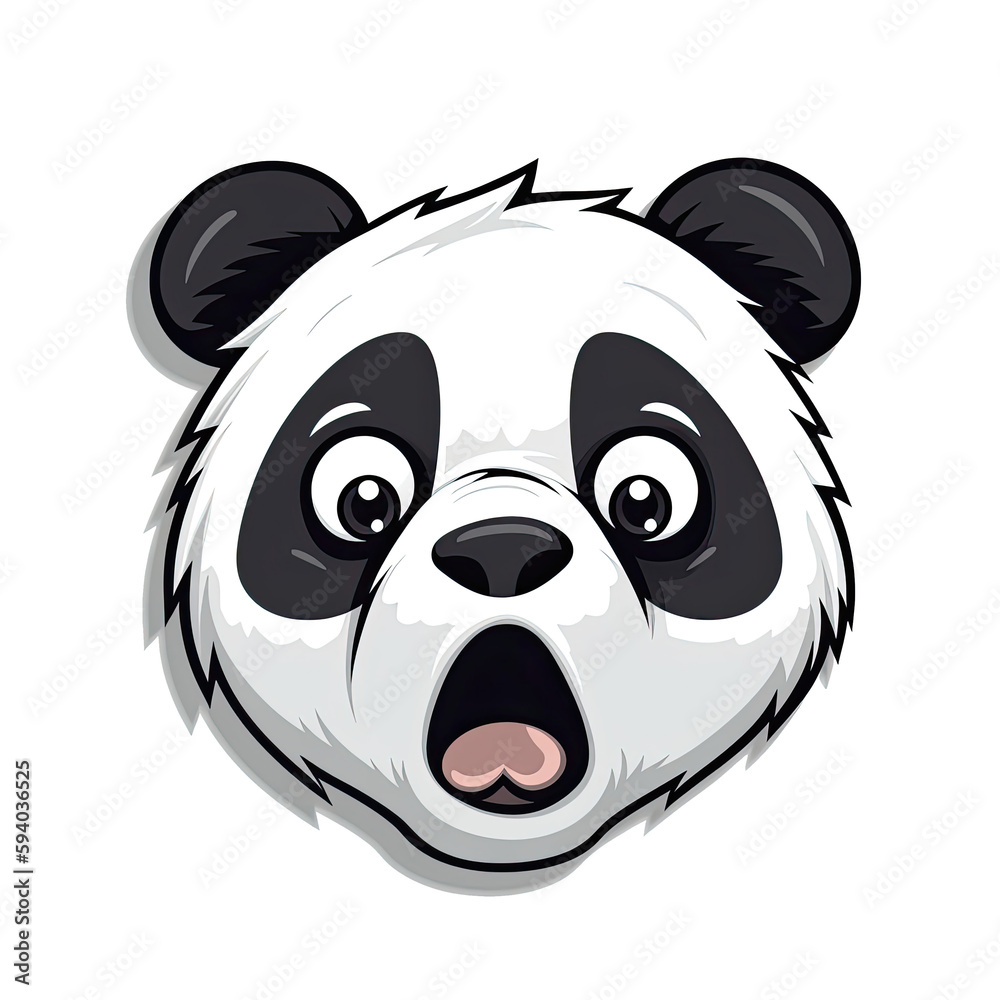 Scared Panda Face Sticker On Isolated Tansparent Background, Png, Logo ...
