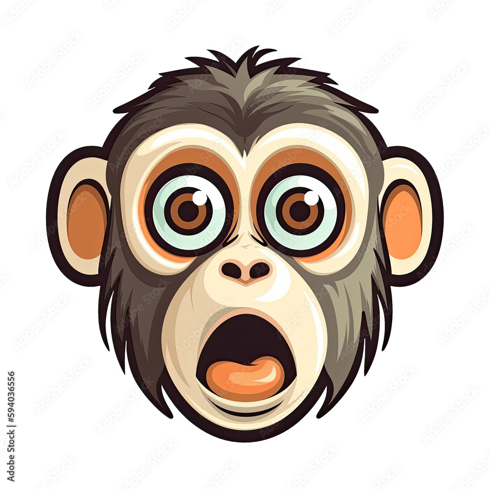 Shocked Monkey Face Sticker On Isolated Tansparent Background, Png ...