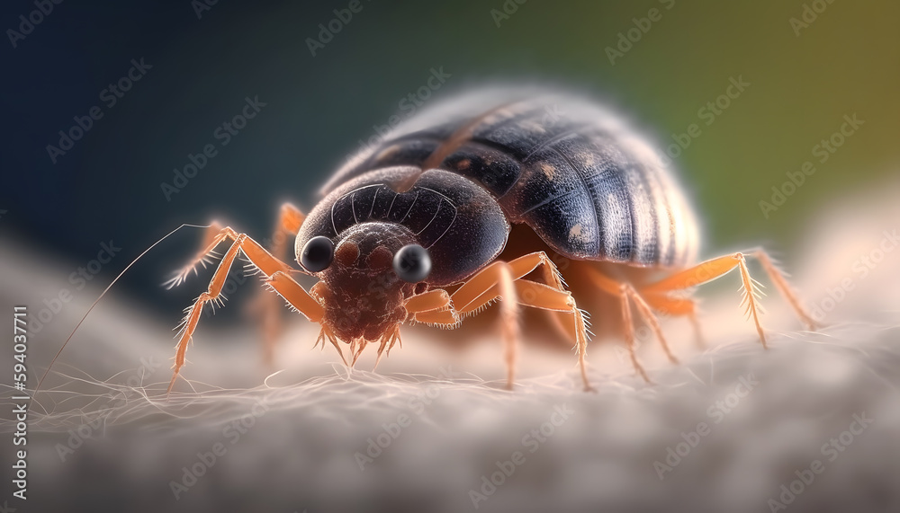 Macro bed bug on human body. AI generation Stock Illustration | Adobe Stock