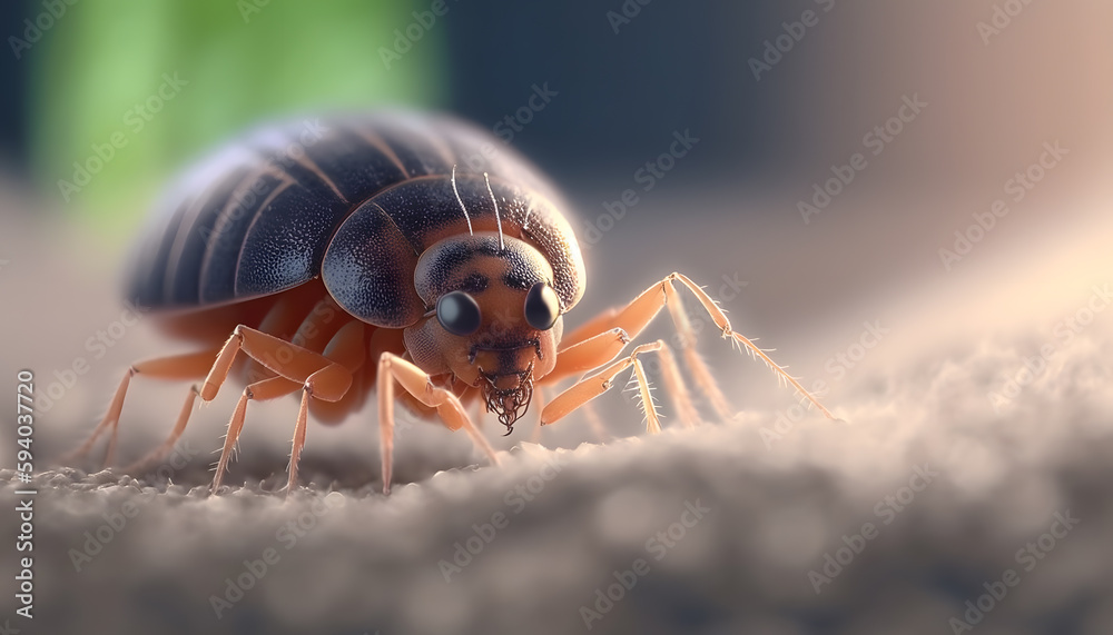 Macro bed bug on human body. AI generation Stock Illustration | Adobe Stock