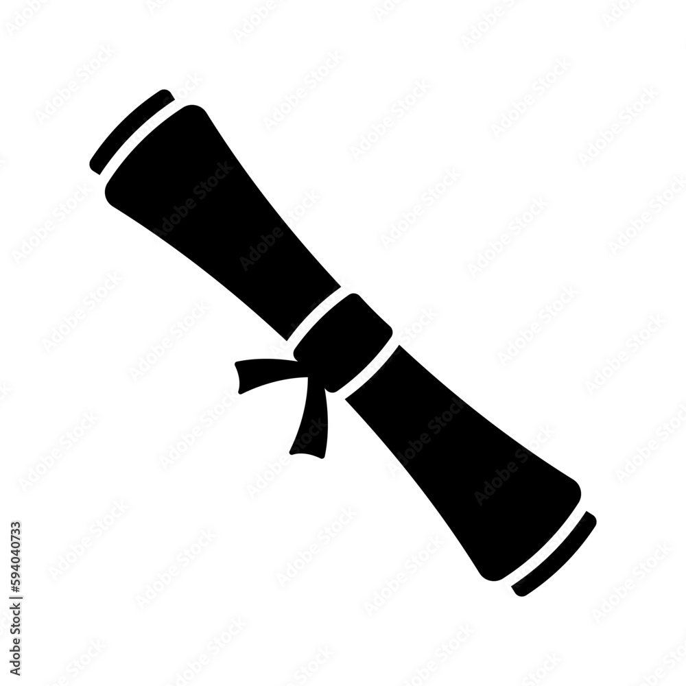 Scroll icon. Black silhouette. Front side view. Vector simple flat ...