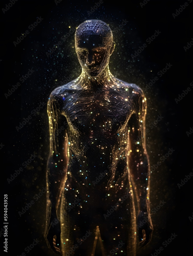 human body radiates light chakras meditation cosmos inner energy ...