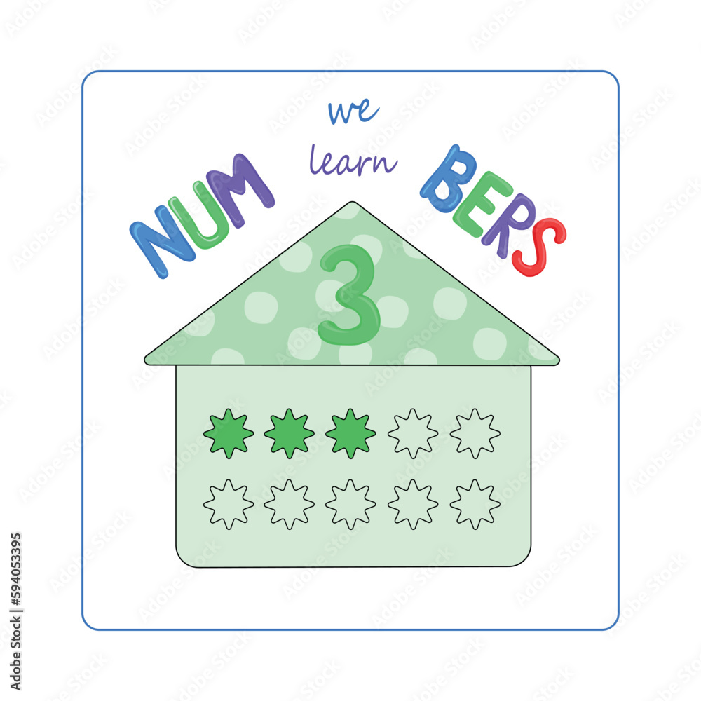 table of the number three for junior school and preschool, learning ...