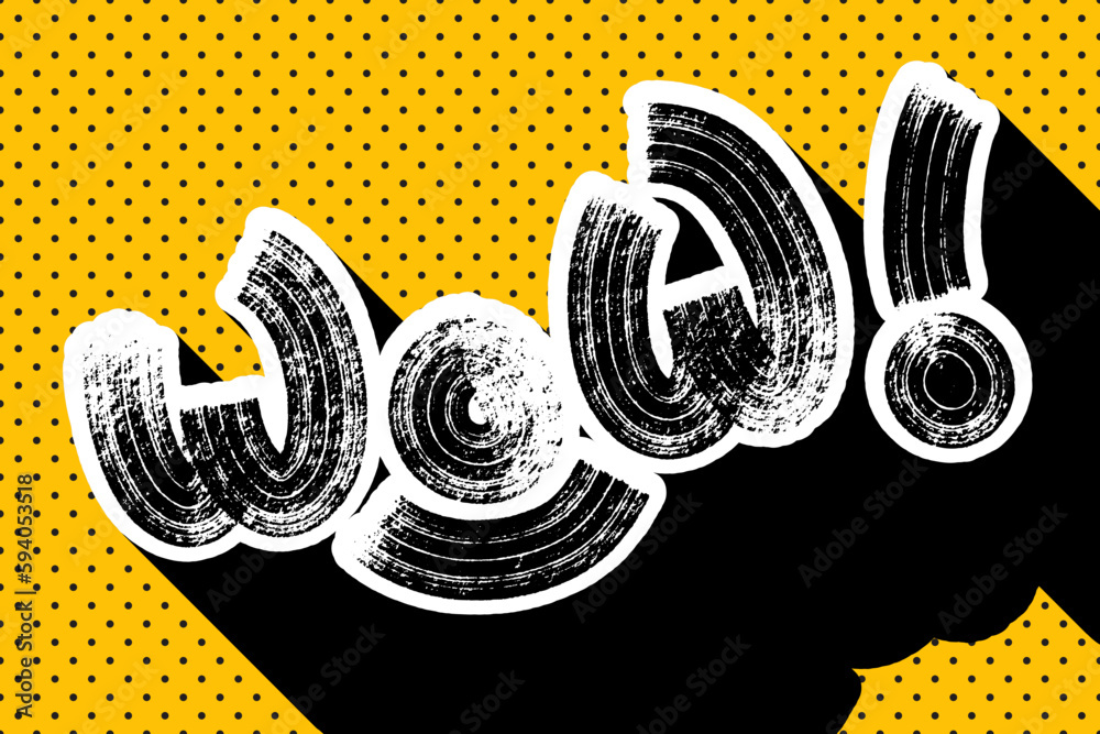 Wow word bold textured lettering design template. Typography vector ...