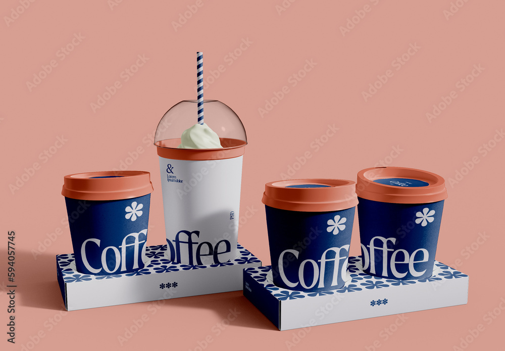 Take away Coffee Cups Mockup Stock Template | Adobe Stock