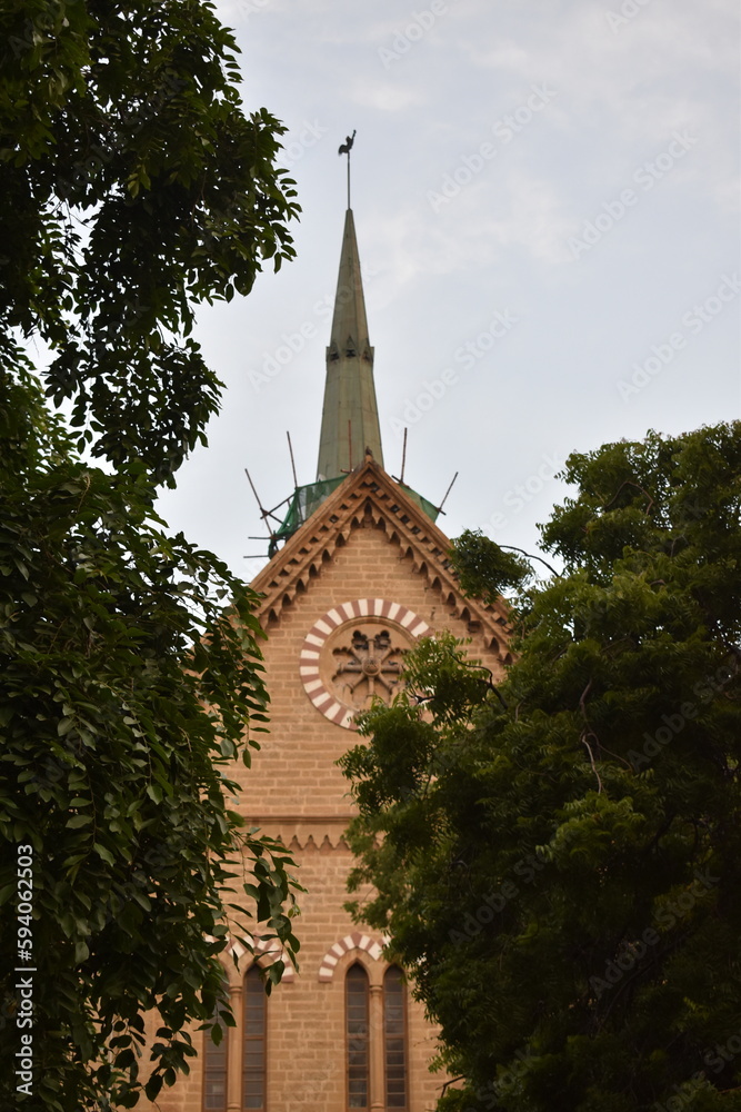 A photo of Frere Hall, an old library located in Karachi, Pakistan, is ...