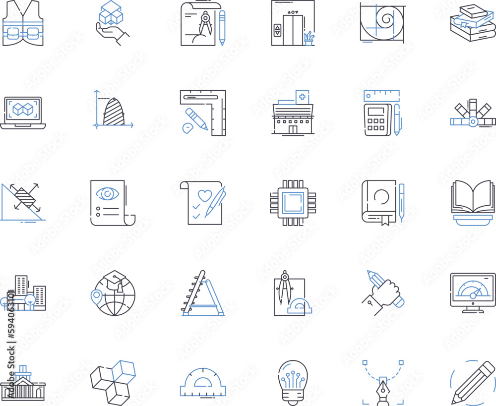 Computing Machinery Line Icons Collection Processor Memory Storage Input Output Algorithm