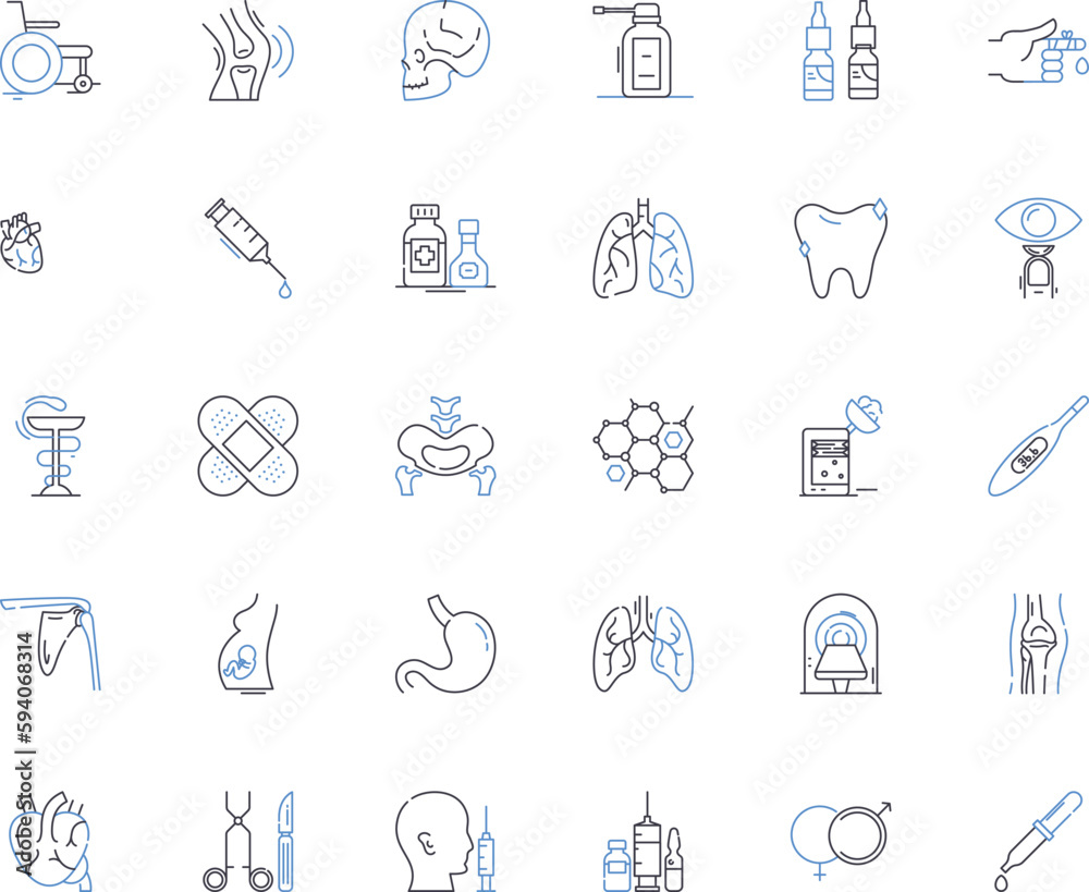 Infirmary line icons collection. Hospital, Clinic, Ward, Sickbay ...