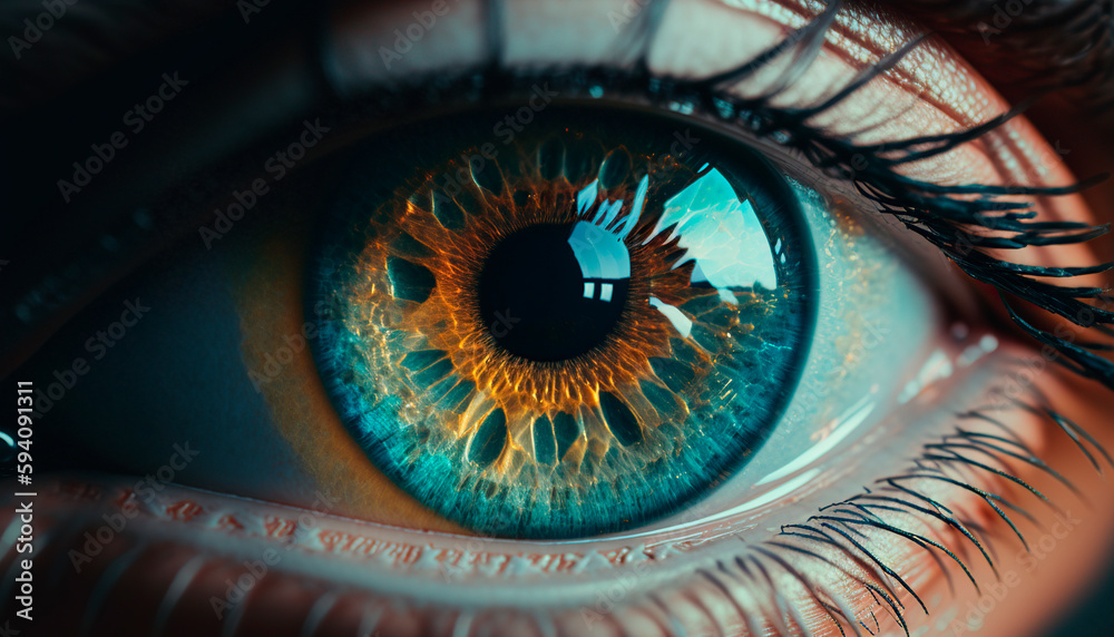 eye of the person, extreme macro image of a human eye, image created ...