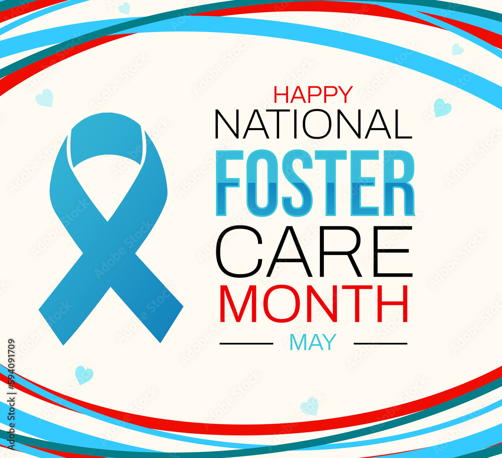 Happy National foster care month background with blue color shapes and ...