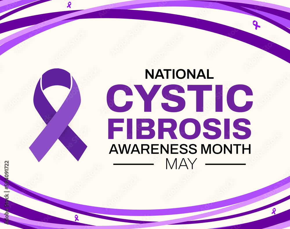 National Cystic Fibrosis awareness month background with purple ribbon ...