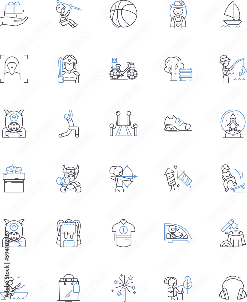 Exercise line icons collection. Endurance, Cardio, Strength ...