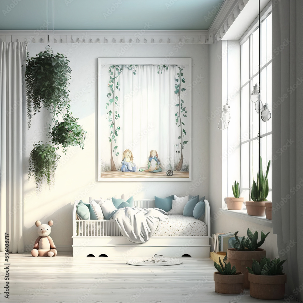 Photorealistic image high definition 4K room for an 18-year-old girl ...