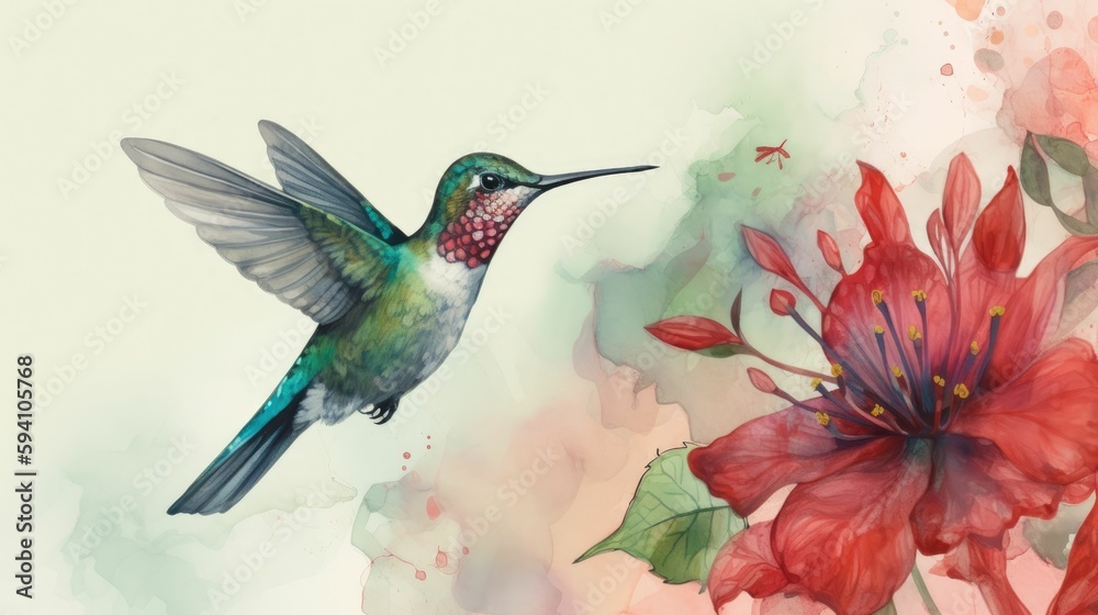 Nature-inspired art of hummingbird and flower pairings Stock ...