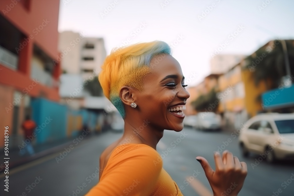 African American LGBTQ black non binary person smiling with short ...