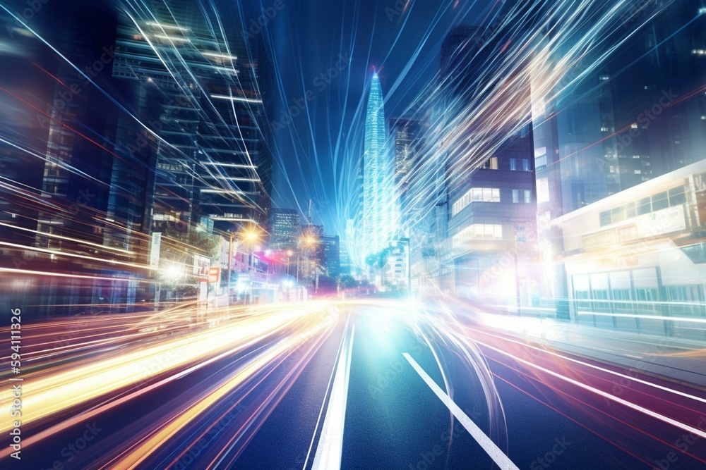 Moving forward motion blur background with light trails ,night scene ...