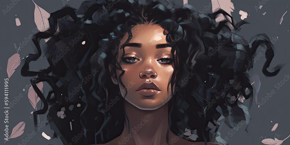 Graphic novel illustration image close-up of African American young ...