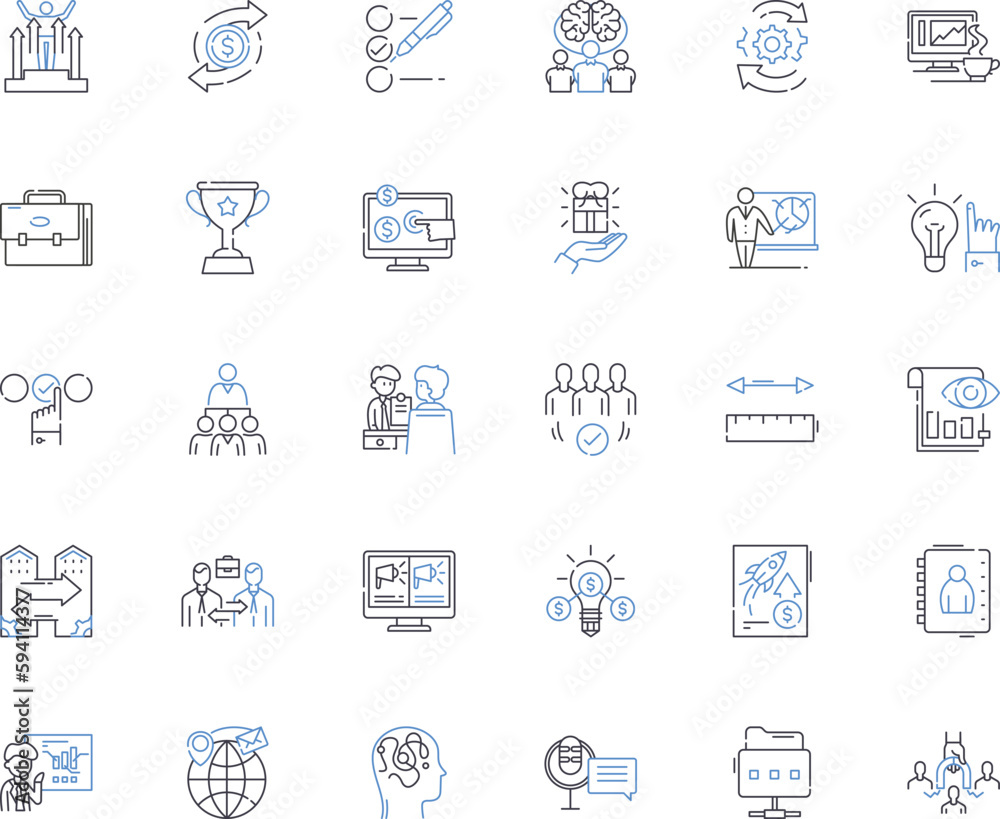 Progression line icons collection. Growth, Advancement, Development ...