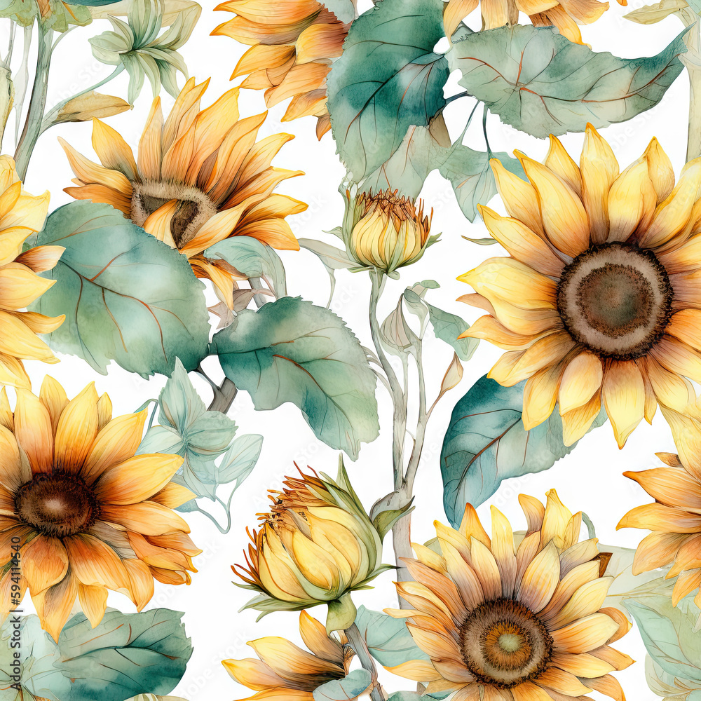 Nature sunflower pattern design line, arts. Hand drawn outline design ...