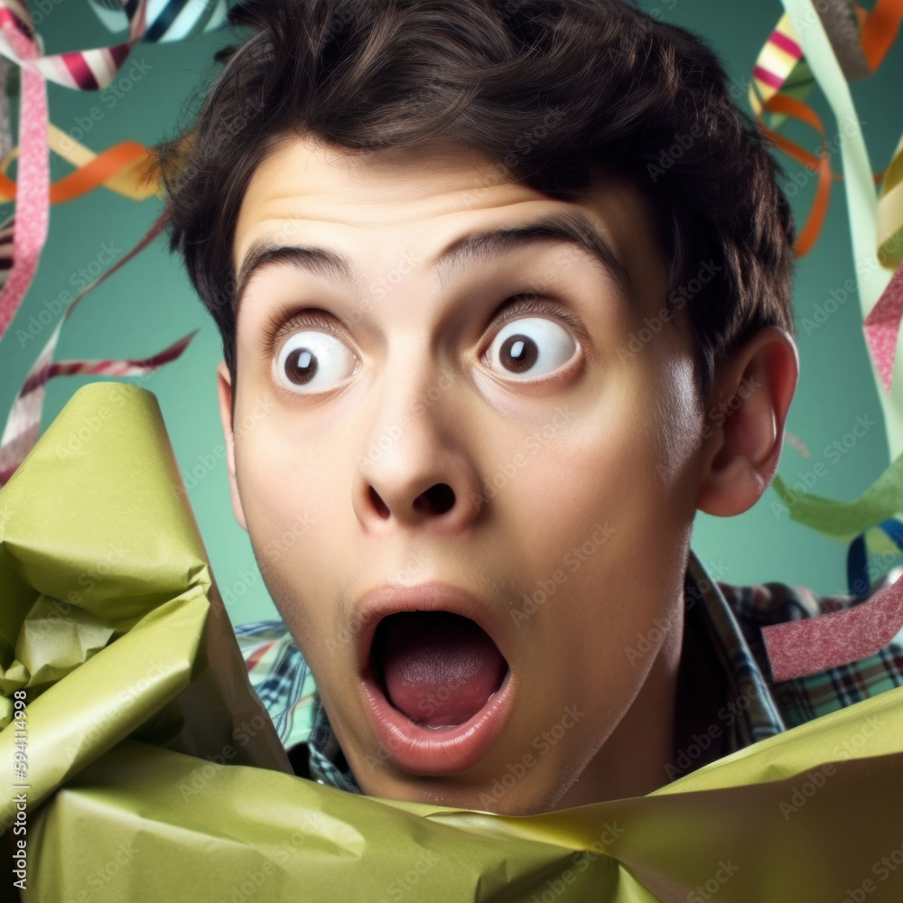 Surprised Man at Birthday Party Created with Generative AI and Other ...