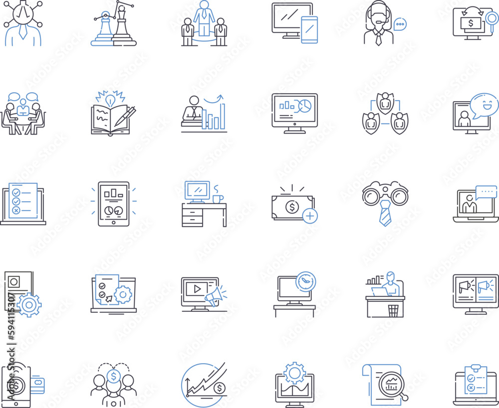 Event launch line icons collection. Premiere, Debut, Kickoff, Release ...