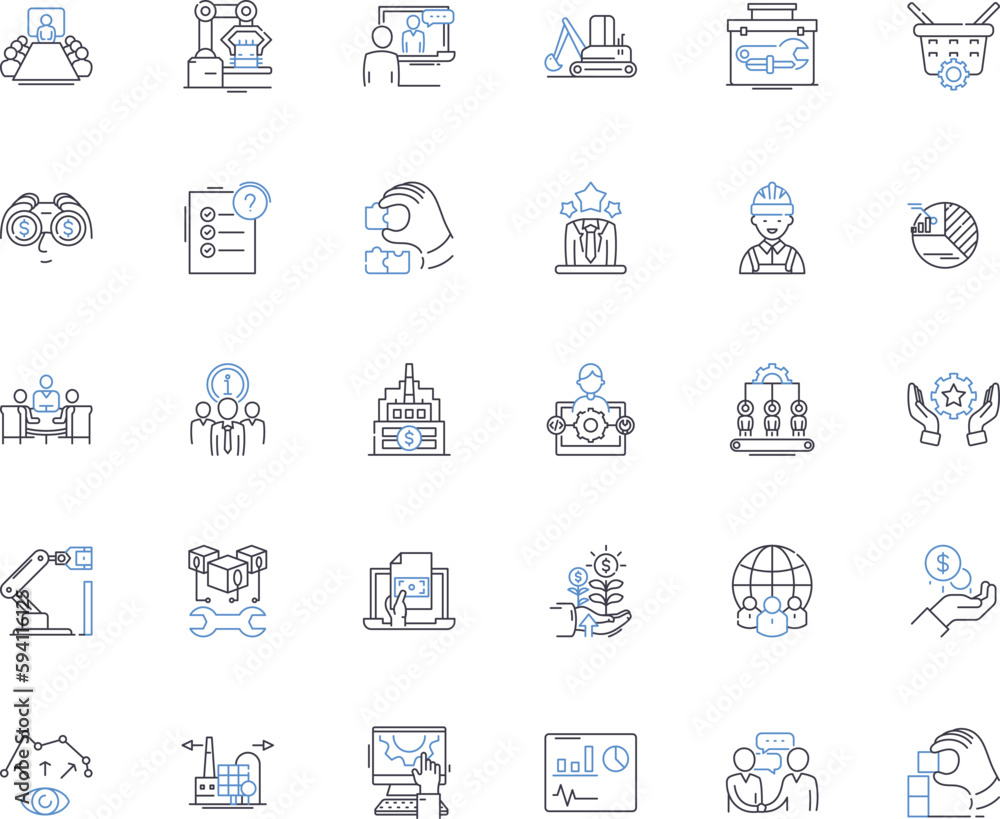 Mass production line icons collection. Efficiency, Standardization ...