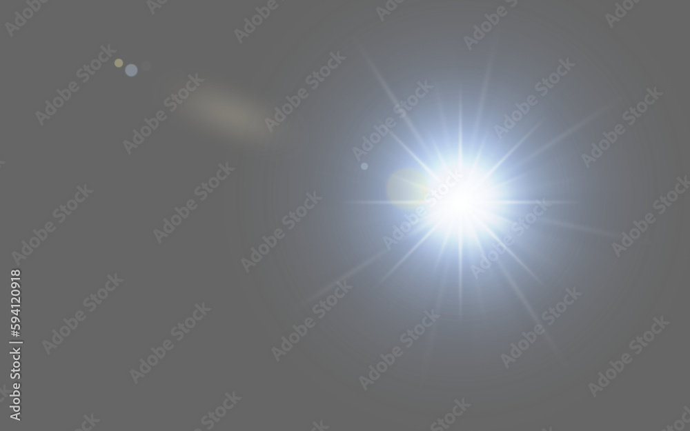 Lens flare, digital and isolated on transparent background with ...