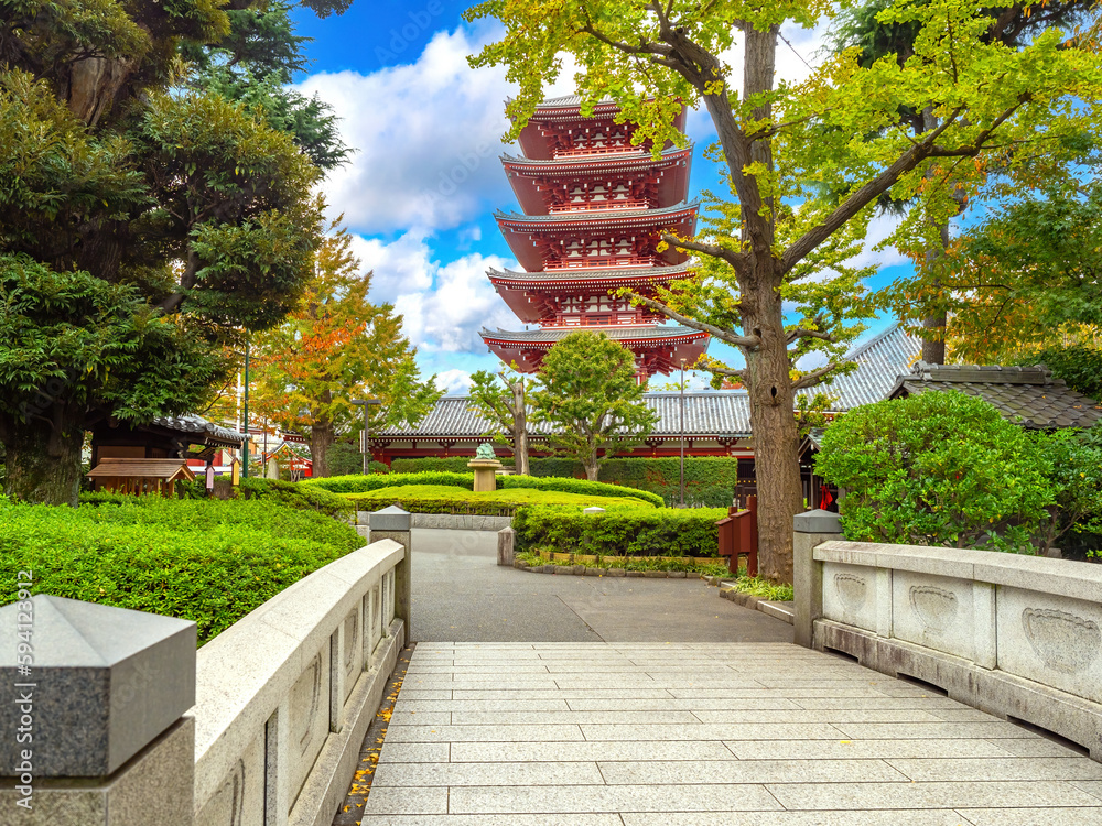 Landmarks of Japan. Tokyo city. Asakusa park on summer day. Japanese ...