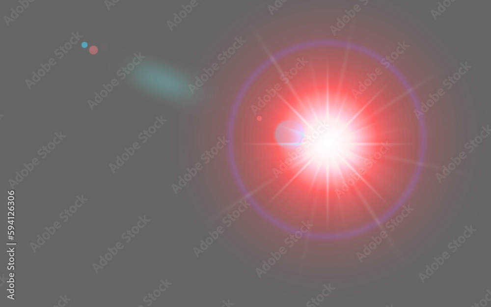 Digital lens flare, red beam of light isolated on png or transparent ...