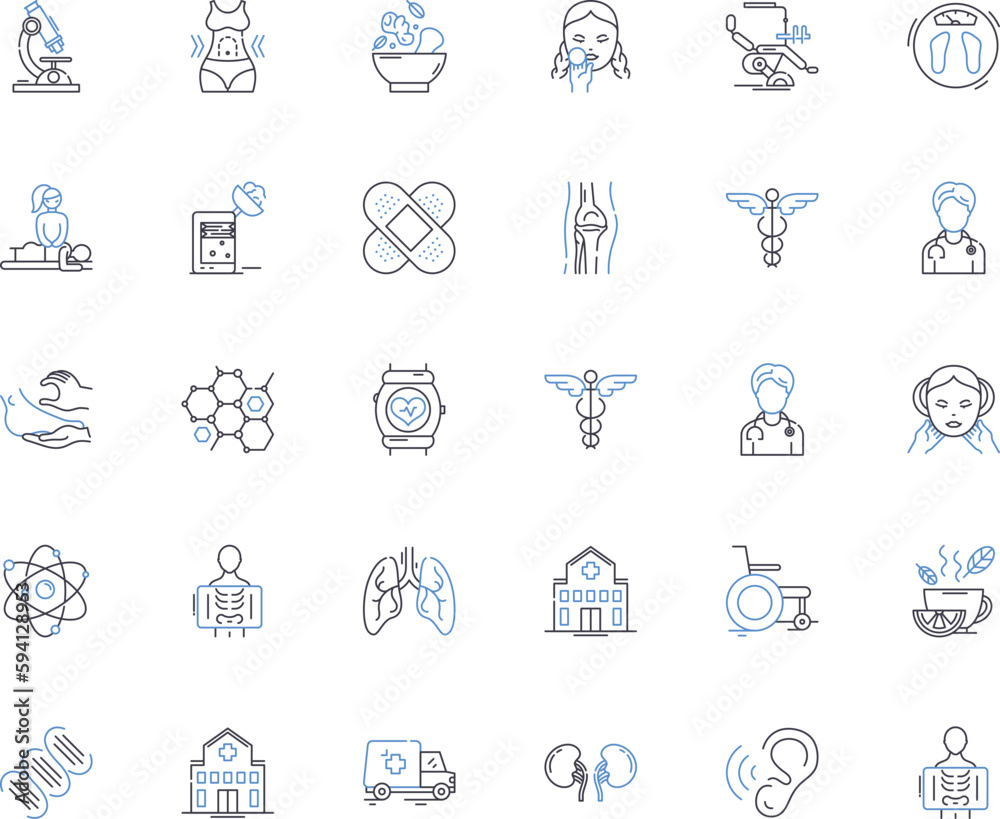Physical test line icons collection. Flexibility, Endurance, Strength ...