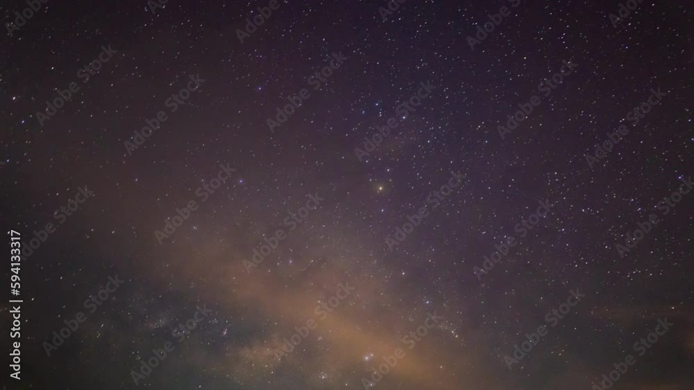 Milky Way galaxy exploration through outer space towards glowing milky ...