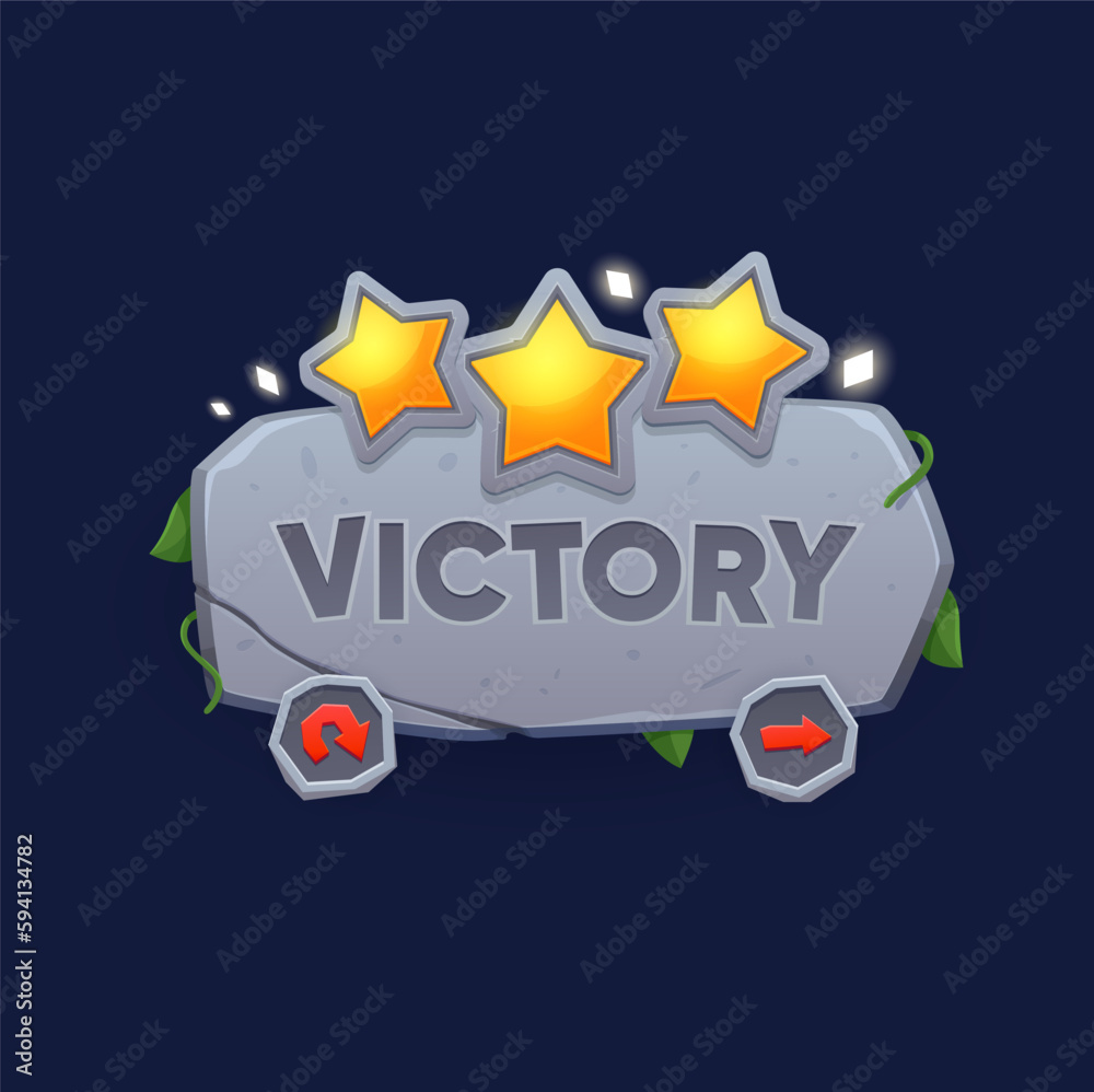 Game victory sign, banner or popup window. Cartoon vector ...
